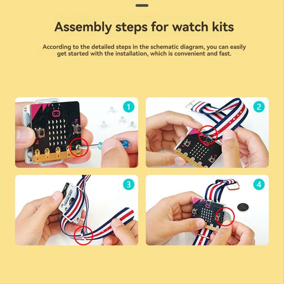 Kit de montre programmable pour carte de développement Micro:bit V2 ...