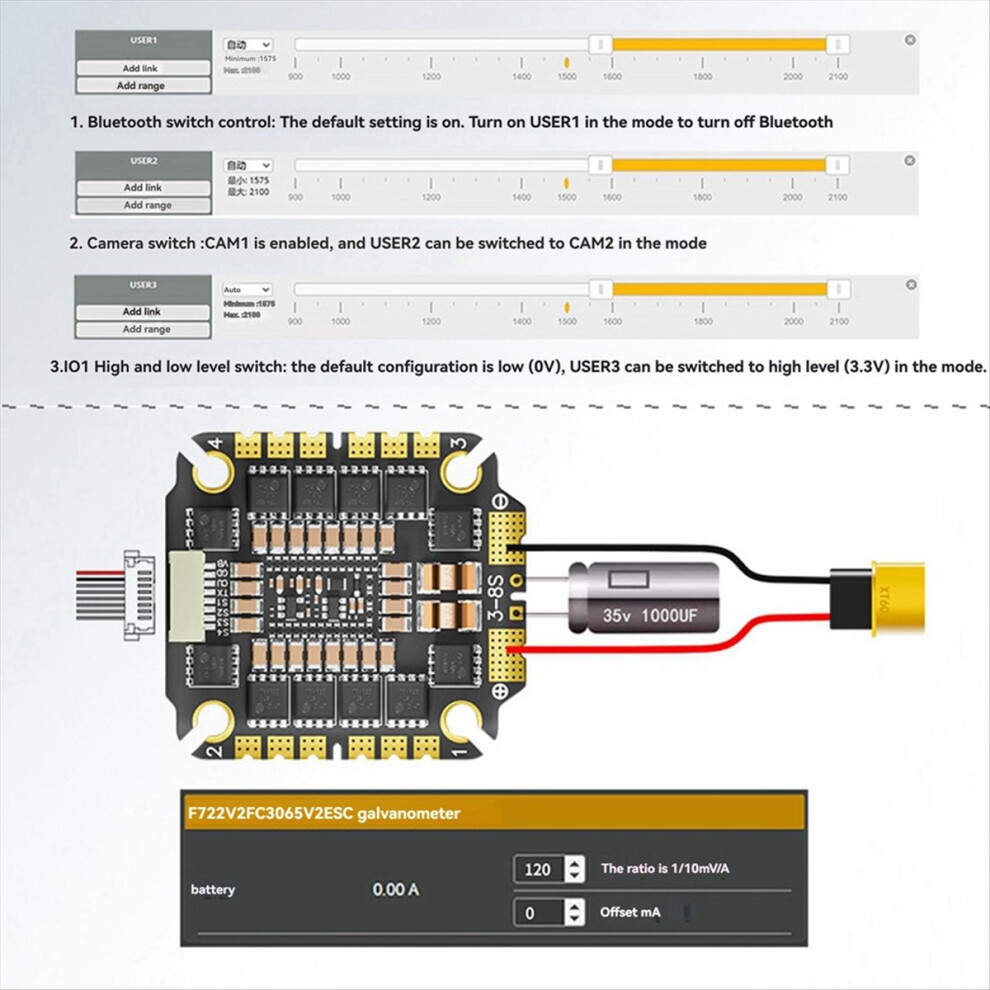 F765 V2 FC&ESC FPV Stack F722 Flight Controller 65A AM32 ESC No BEC for ...