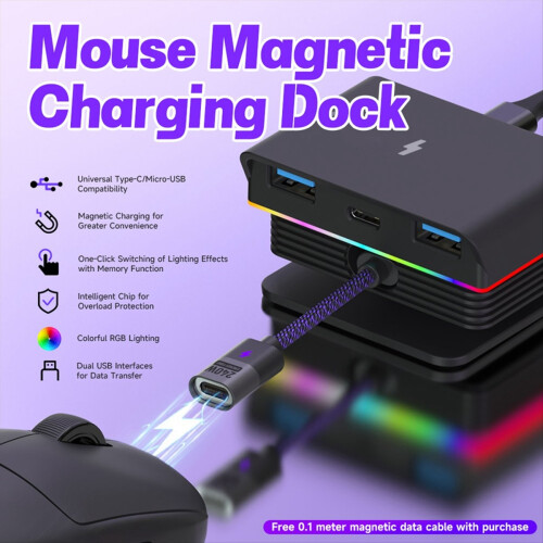 Base de carregamento magnética RGB para mouse PRO X 2 MX Master 3S 3 ...