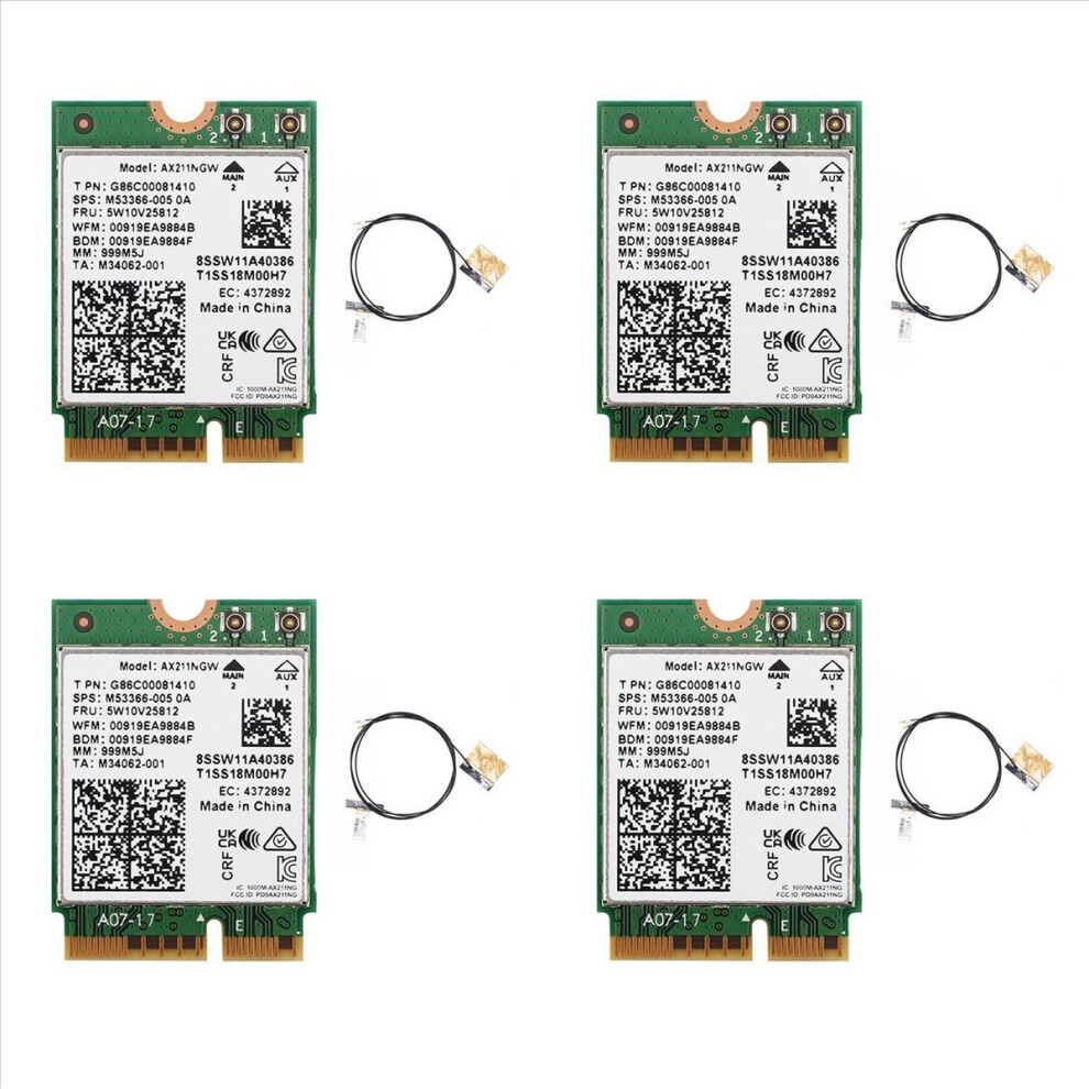 4X WiFi 6E AX211NGW Tri Band 2.4G/5G/6Ghz Wireless Network Wifi Card ...