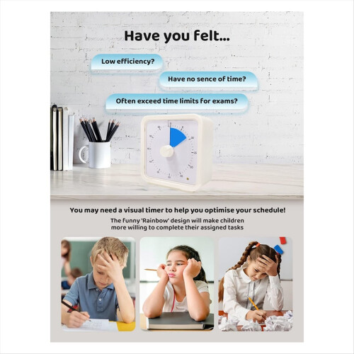 60-Minute Visual Timer for Kids, Time Management Tool Study Classroom ...