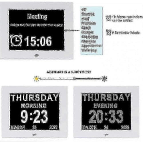 2025 Dementia Clock Alzheimers Clock Large Digital Calendar Clock for ...