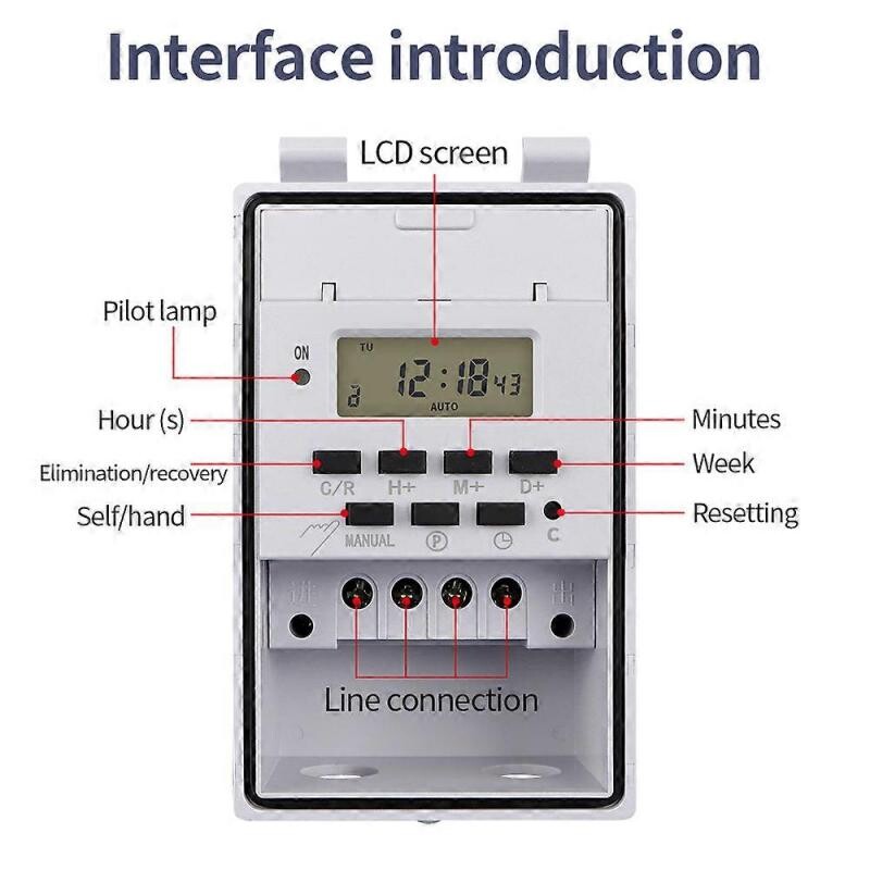 Multifunctional Time Control Switch 220V 30A Digital Timer Weekly 7 Days Programmable Electronic ...