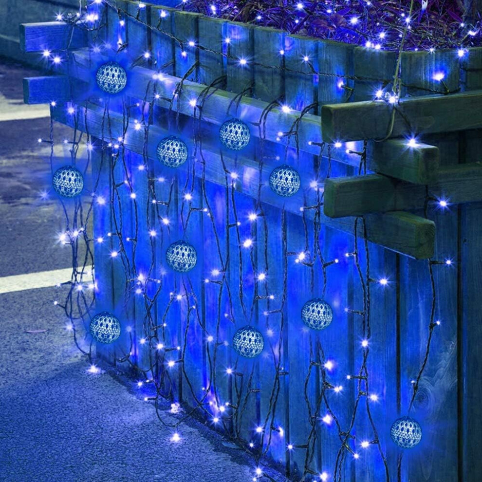 Guirlande lumineuse solaire bleue marocaine à 30 LED, longue durée de ...