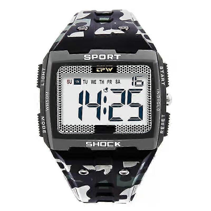 (camo) Big Numbers Easy to Read 50 Meter Water Resistant Men Digital ...