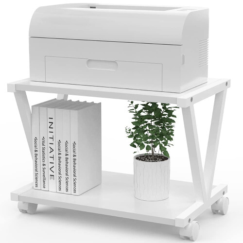 VEDECASA 2 Tier Printer Stand with Wheels Modern Desktop Storage and ...