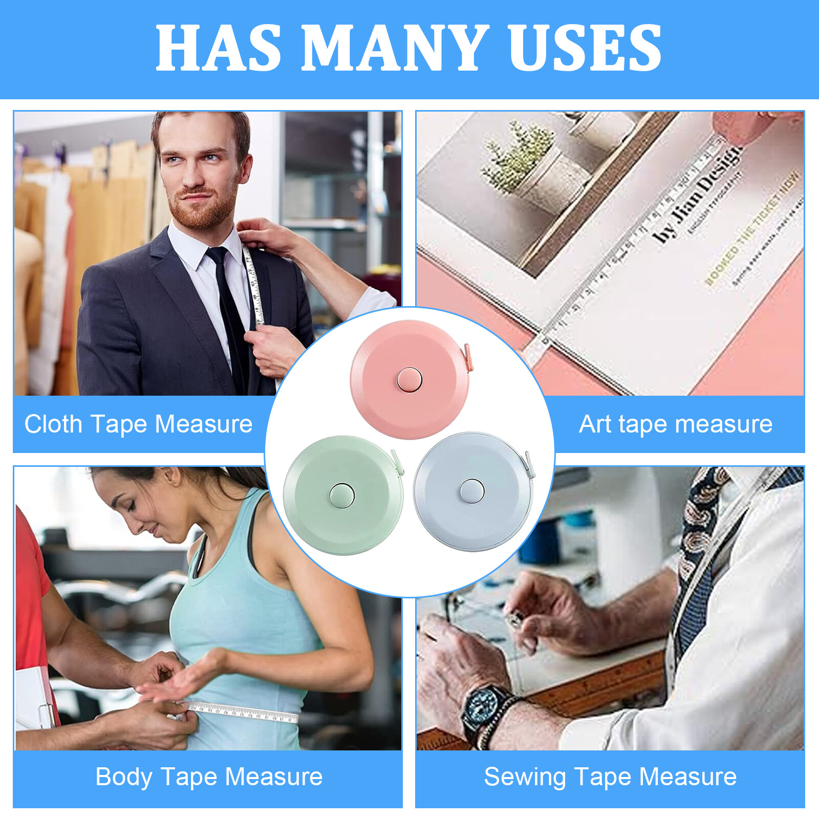 Non-Stretch Fiberglass Material Measuring Tape, Retractable Design for ...