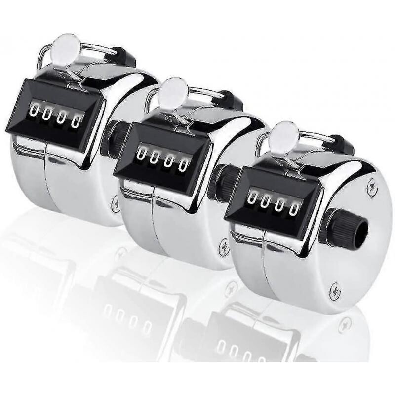 3 Piece Hand Counter, 4 Digit Lap Tracker Manual Clicker Metal ...