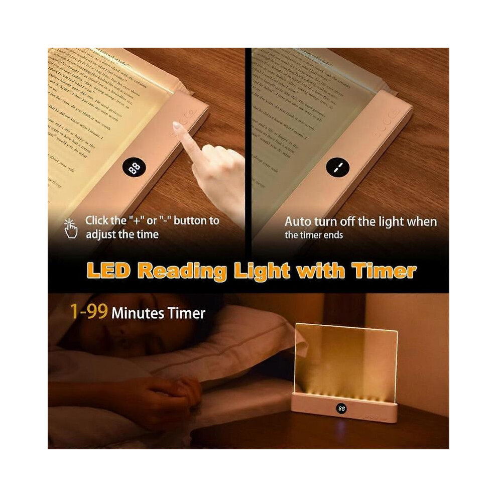 Book Light, Rechargeable Clear LED Flat Reading Light Pink on OnBuy