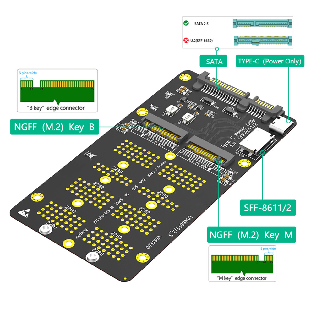 SSD NVMe M.2 (NGFF) efficaces vers SATA et carte adaptateur SFF on OnBuy