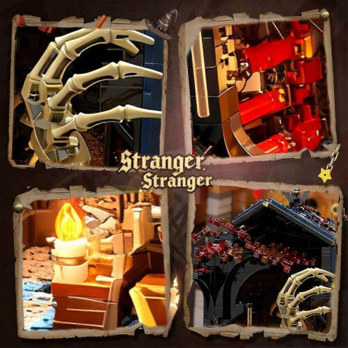 Stranger Things bookend compatible with LEGO small bricks, light-up ...