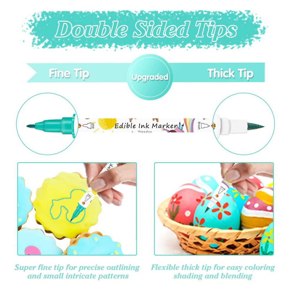 Edible Food Colouring Pens 12PcsDual Sided Food Grade Icing Pens and ...