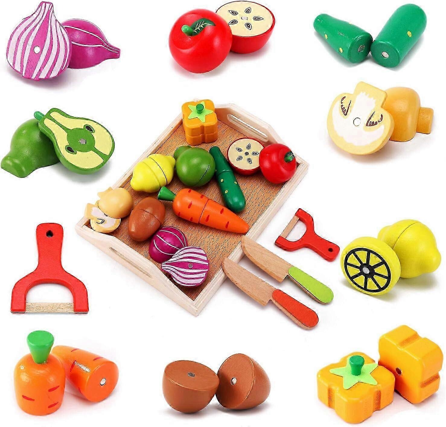 Learning Wooden Cutting Fruit Vegetables Set, Health and Safety ASTM ...