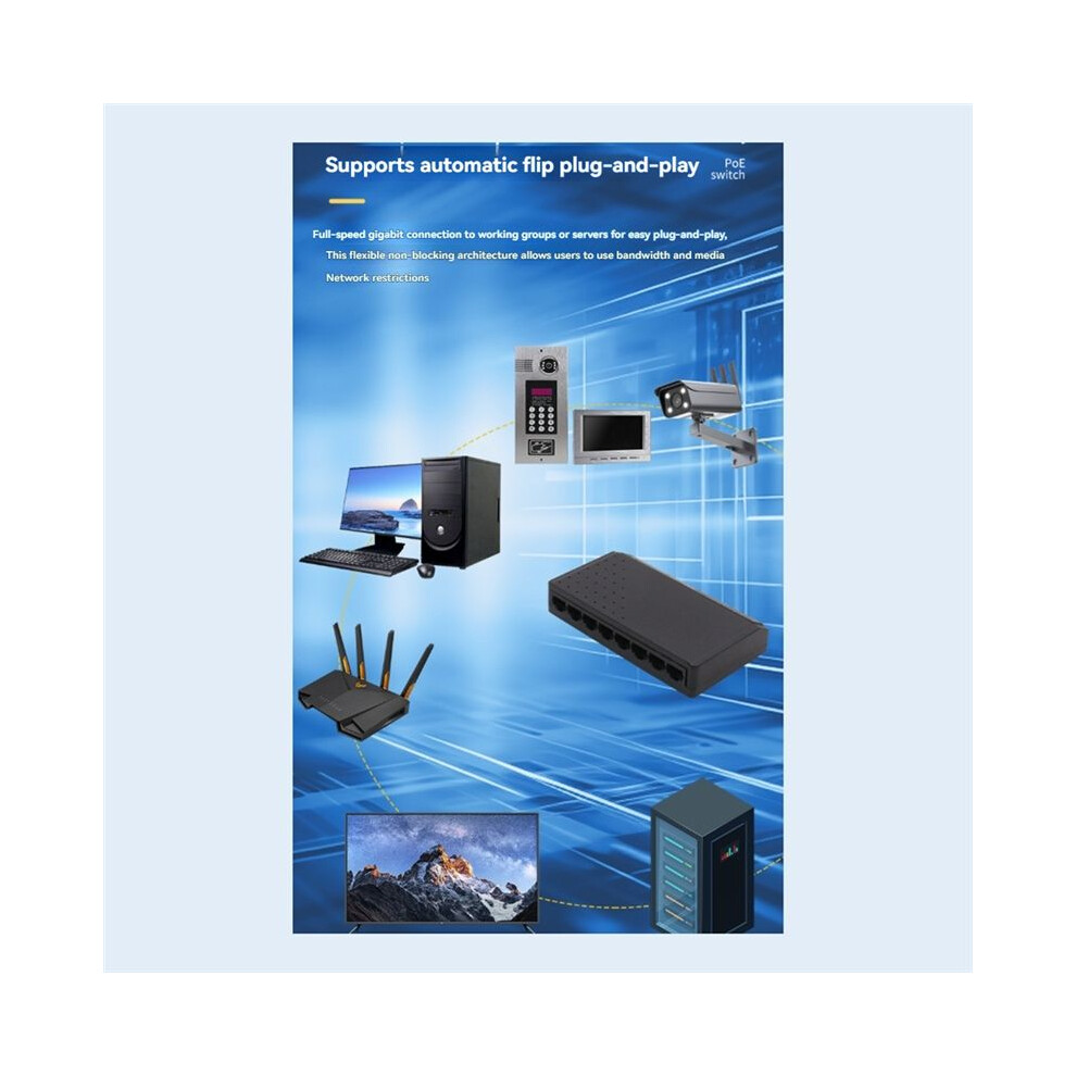 PoE-, 8-Port-Ethernet-Netzwerk-, 6+2 PoE-Injektoradapter für CCTV-IP ...