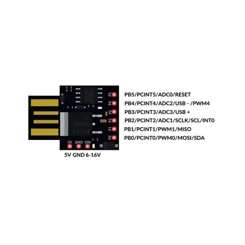 10 Stück Attiny85 Digispark I2C LED Rev.3 Kickstarter 5V Iic Spi USB ...