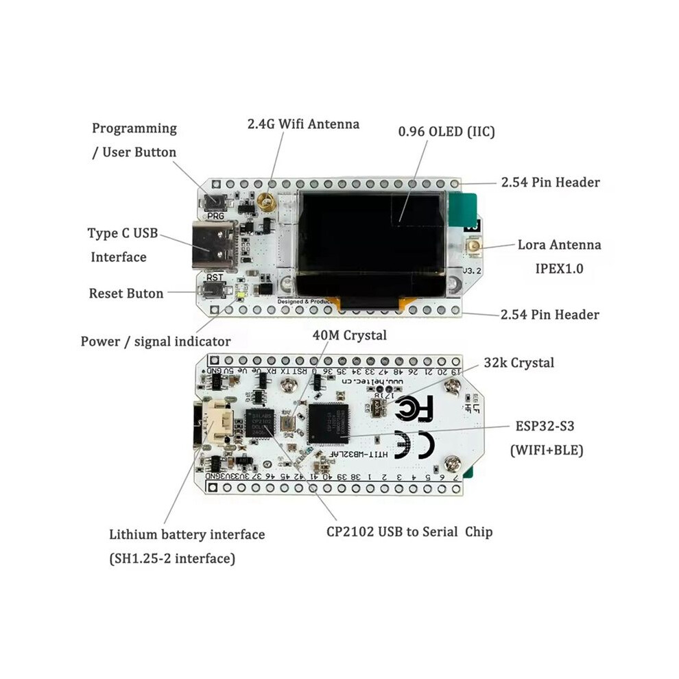 Heltec LoRa32 V3 863-928MHZ ESP32 LoRa Dev-Board SX1262 0.96 Inch OLED ...