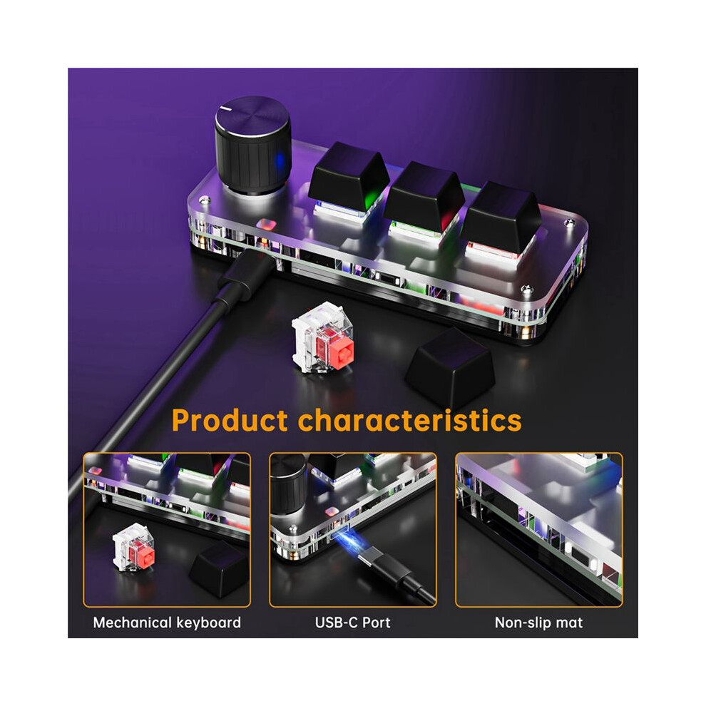 Clavier Mécanique 3 Touches 1 Bouton Macro Clavier Personnalisé ...