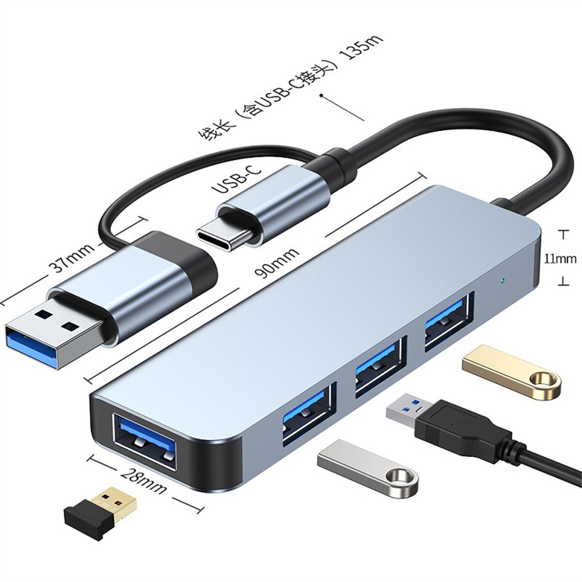 USB-Hub 3.0 mit Aluminiumgehäuse, verzögerungsfreie Leistung, Plug ...