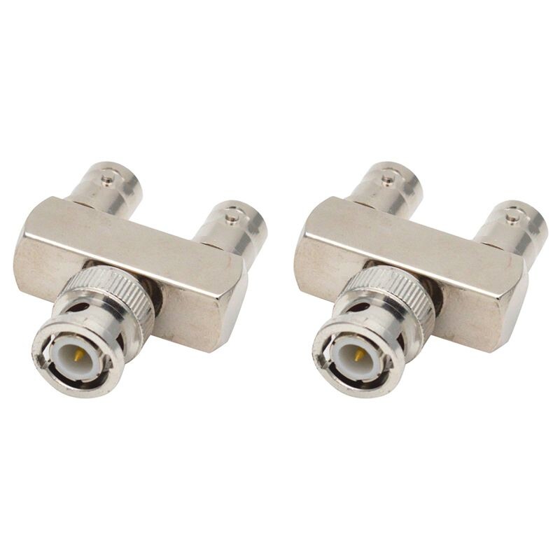 2X Pure Copper Connector BNC Three-Way One Male to Two Female Y-Type ...