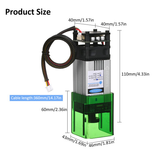 Module Laser Geevorks 20W 450nm avec Protection, Focal Réglable pour ...