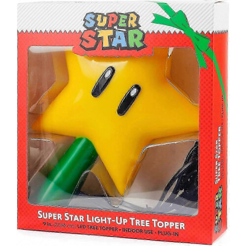 LED Light Up Mario Star Christmas Tree Topper Plug-in Super Decorations ...