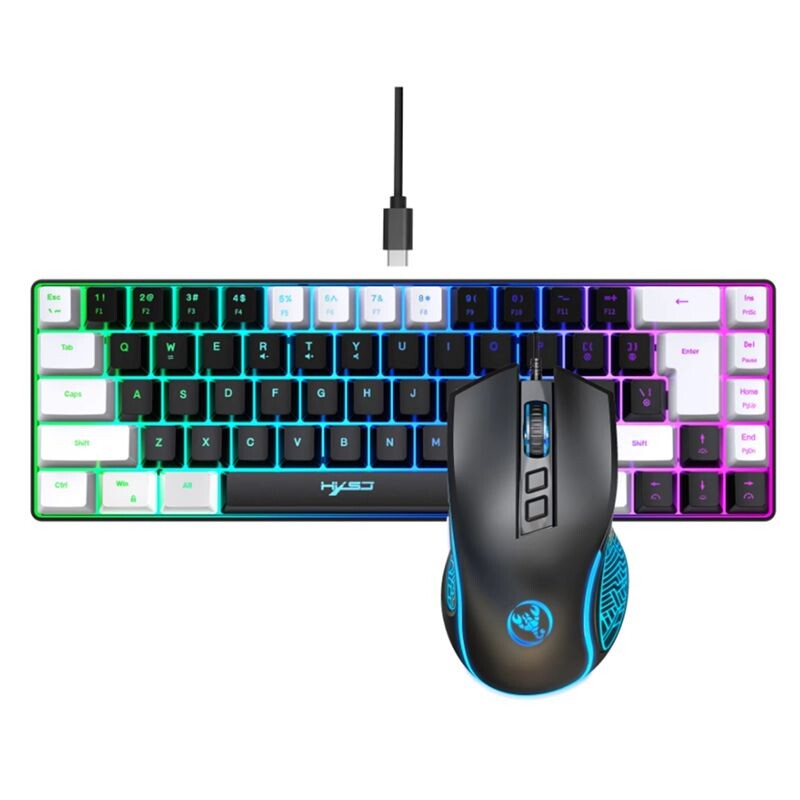HXSJ Clavier Mécanique 68 Touches Combo Souris et Clavier de Jeu ...