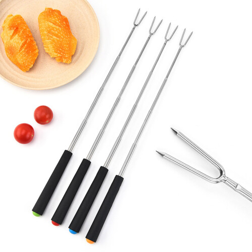 Telescopic Barbecue Stick Stainless Steel Meat Fork Ergonomic Plastic ...