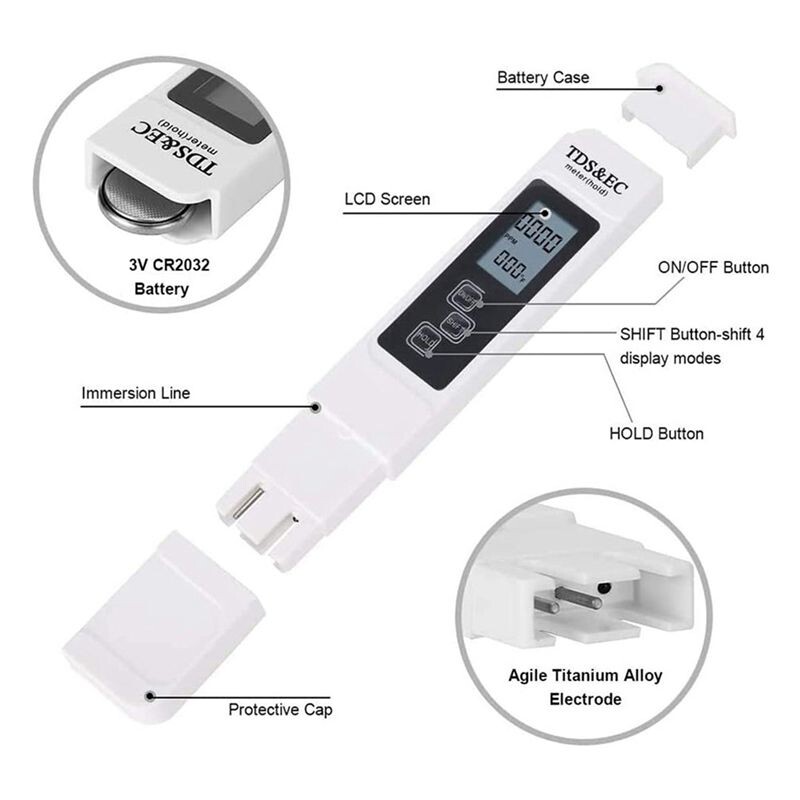 4X TDS EC Meter Digitaler Wasser Qualitäts Tester 0-9999 PPM Mess ...