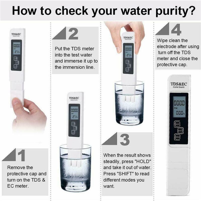 4X TDS EC Meter Digitaler Wasser Qualitäts Tester 0-9999 PPM Mess ...