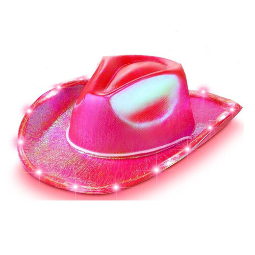 (Magenta)Chapeau de cowboy Halloween Cosplay Led avec lumières colorées ...