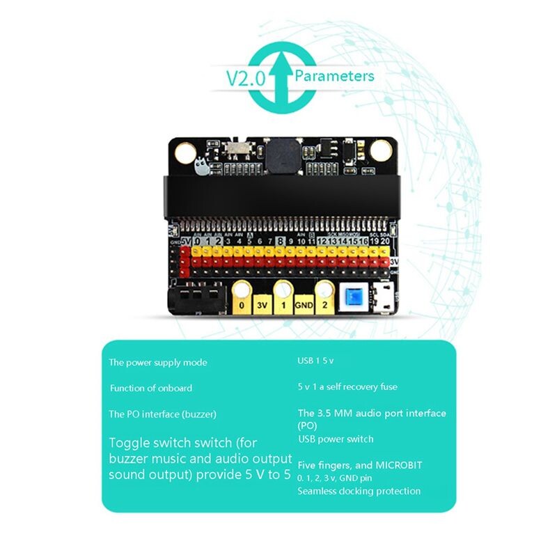 2X for Microbit Expansion Board IOBIT V2.0 Micro:Bit Horizontal Adapter ...