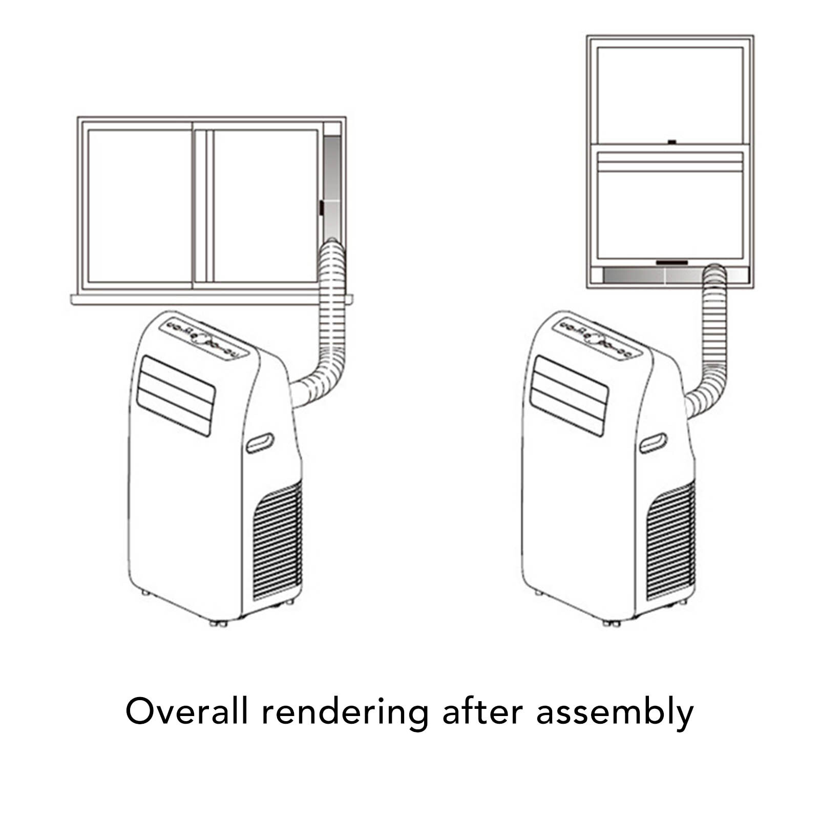 Portable AC Window Kit with Adjustable Sealing Plate, 150/130mm Ducting ...