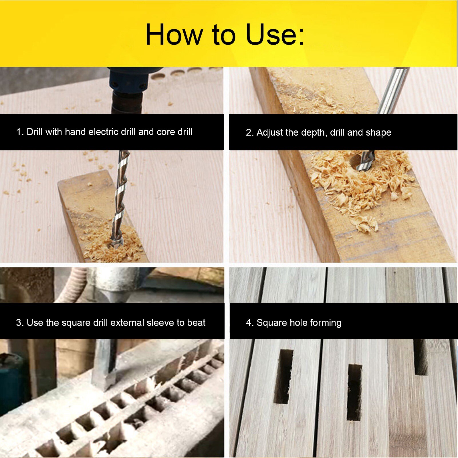 Square Hole Mortiser Drill Bit 6.4mm Alloy Steel Adjustable Chisel on OnBuy