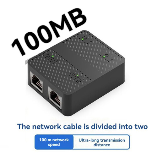 2 Port 100Mbps Network RJ45 Network Cable Splitter Extender Selector 2 ...