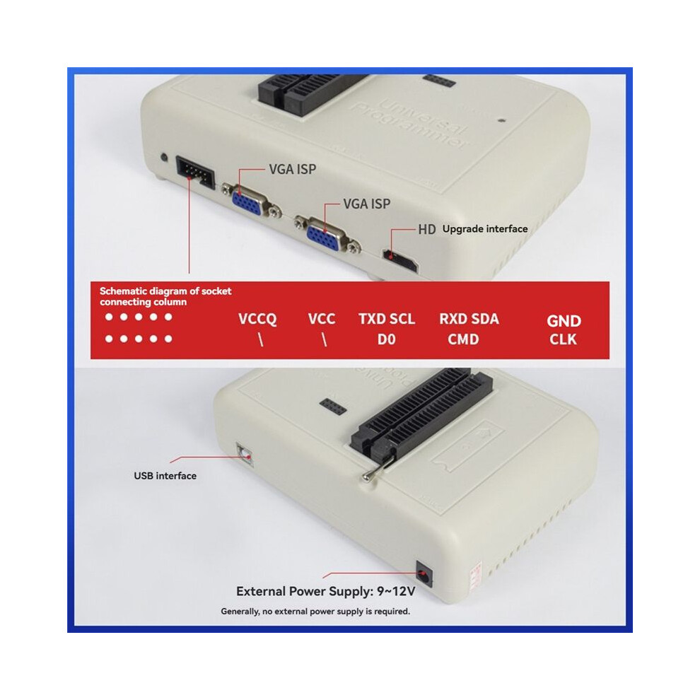 RT809H EMMC-Nand FLASH Programmer with Adapters BGA48 TSOP48 High Precision Tool for Programming ...