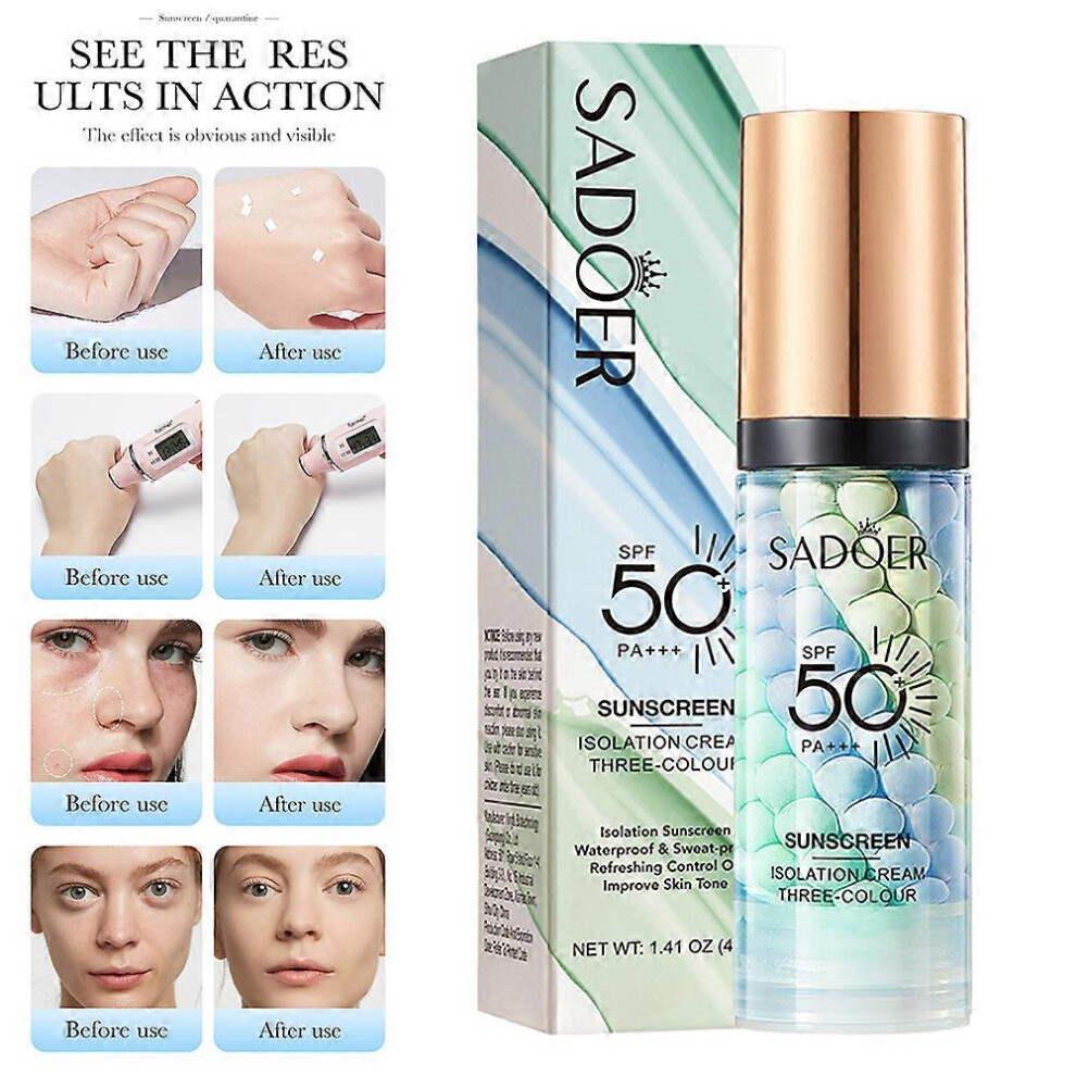 SADOER 3-in-1 Color Correcting Primer SPF50 Sunscreen & Oil Control ...