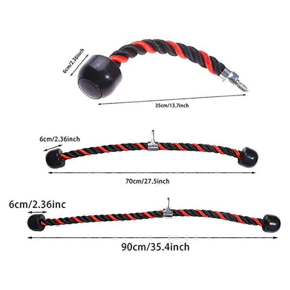 (90cm, Black Double Head) Triceps Rope Pull Down Multifunctional Gym ...