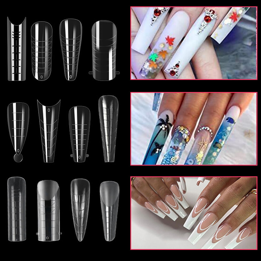Poly Gel Nail Forms with 12 Shape Options and Scale Lines for Easy ...
