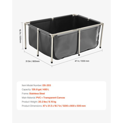 Tanque de Peixes Acima do Solo - DUOKU - DS-203 - 480 L - PVC e lona ...