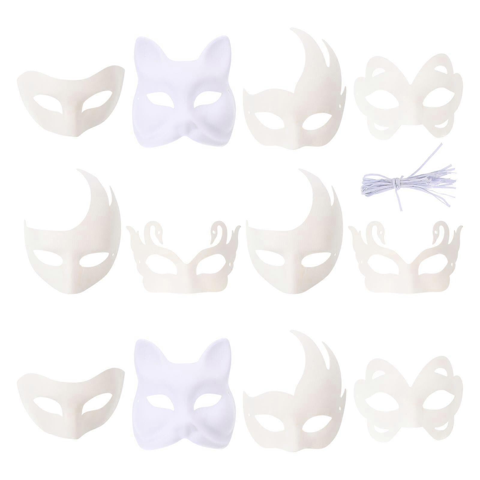 12Pcs DIY Face Masks DIY Party Masks DIY White Blank Pulp Masks Party ...