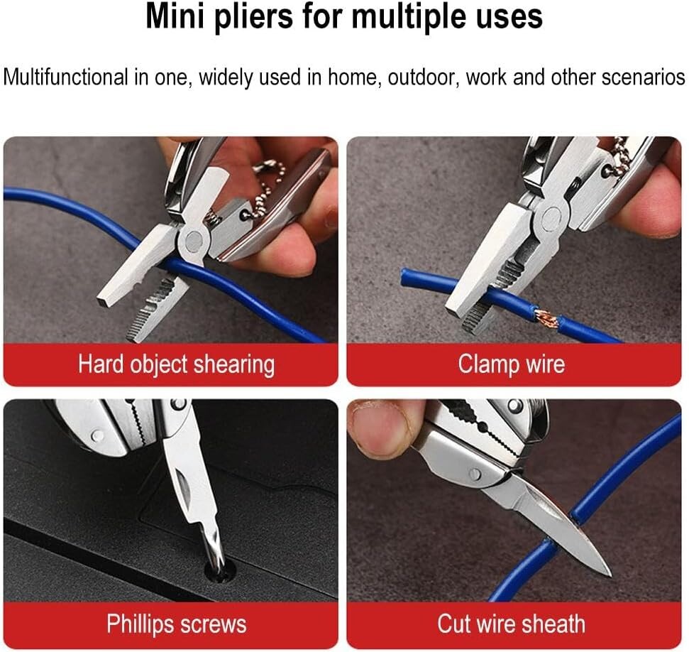 7 in 1 Mini Multitool All in One Pocket, Stainless Steel Pliers ...