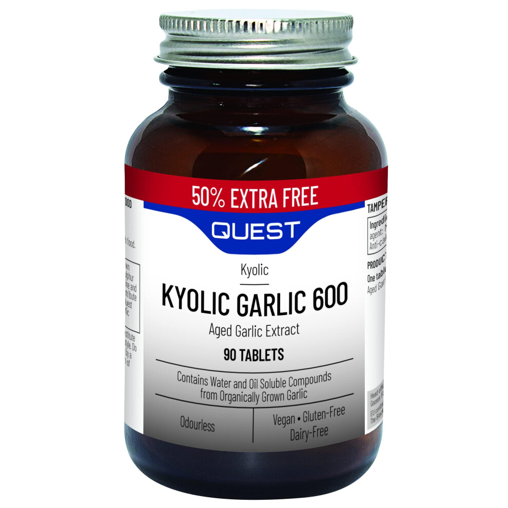 Quest - 90x Kyolic Garlic Tablets. High Strength 600mg Odourless Aged ...