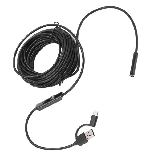 Caméra endoscopique industrielle USB HD avec câble flexible, éclairage ...