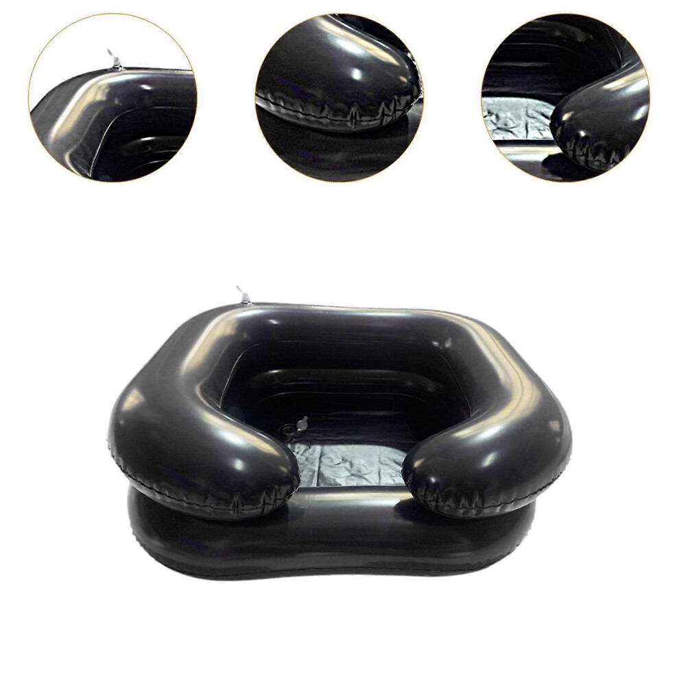 (60cmx53cmx21cm, black) Inflatable Shampoo Basin Portable Hair Wash Tub ...