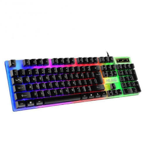 (black keyboard) RYRA PT6 Wireless Mechanical USB Wired Keyboard Mouse ...