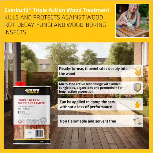 Everbuild Triple Action (Kills, Protects and Preserves) Wood Treatment ...