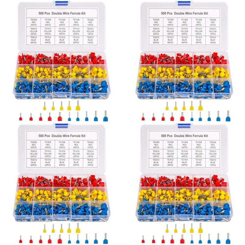 Double Wire Ferrules Kit, 2000Pcs Wire Ferrule Terminals, Insulated ...