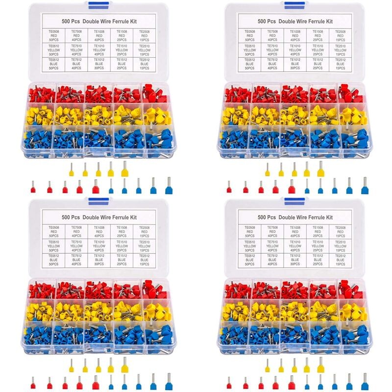 Double Wire Ferrules Kit, 2000Pcs Wire Ferrule Terminals, Insulated ...