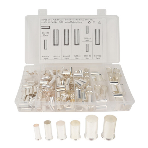 190 Pz (AWG 8 6 4 2 1 2/0) 2 / 0-8 Kit di Ghiere per Cavi per Calibri ...