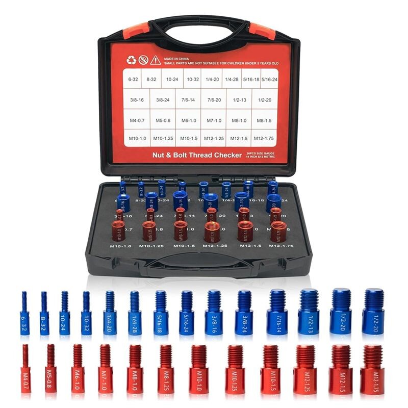 Nut and Bolt Thread Checker (Red & ) Nut and Bolt Size Gauge- 14 Inch ...